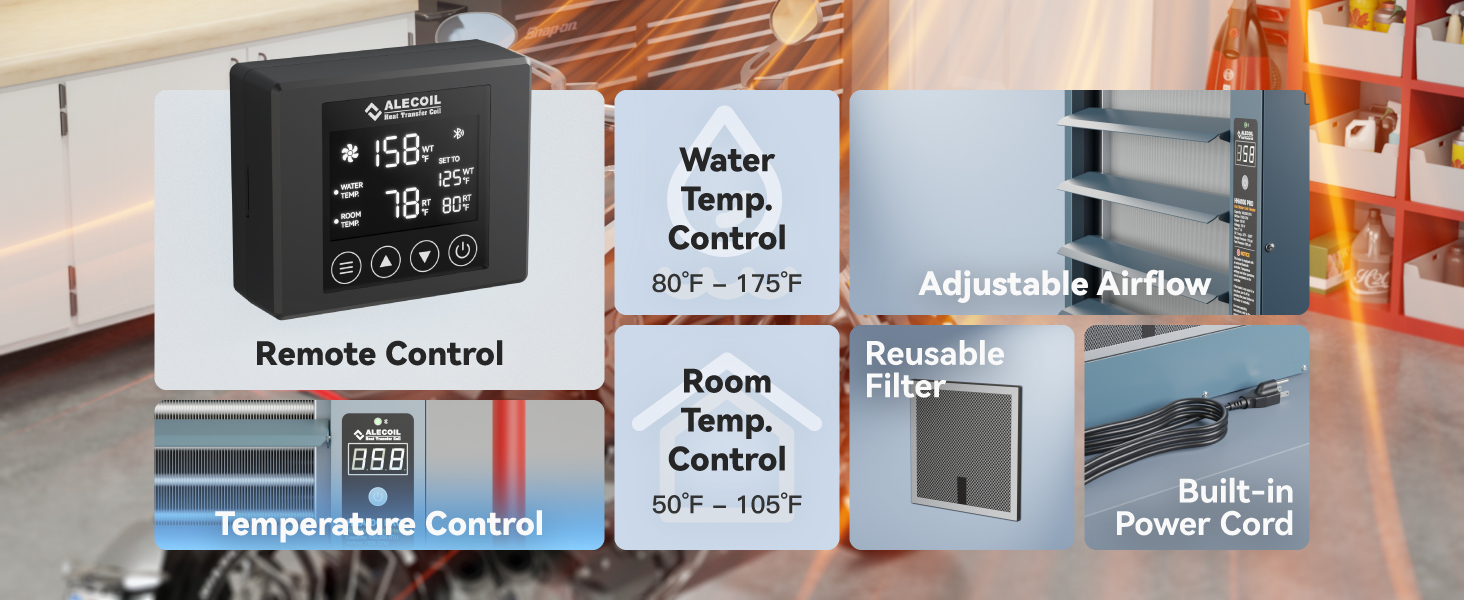 100,000 BTU Hydronic Hot Water Hanging Unit Heater with Remote ...