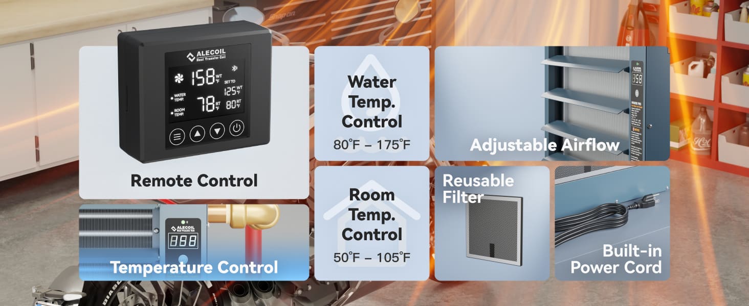 50,000 BTU Hydronic Hot Water Hanging Unit Heater with Remote ...